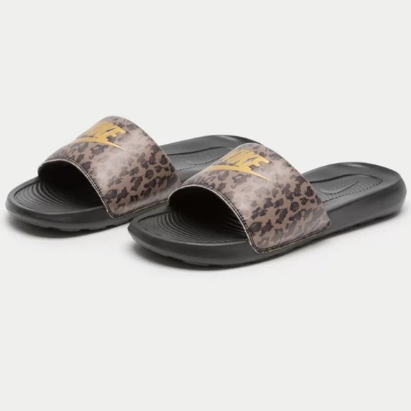Nike | Shoes | Nike Victori One Womens Brown Leopard Print Slides Size ...
